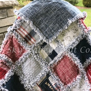 Pre CUT Rag Quilt KIT Summer USA, Patriotic, 4th of July Red White and ...