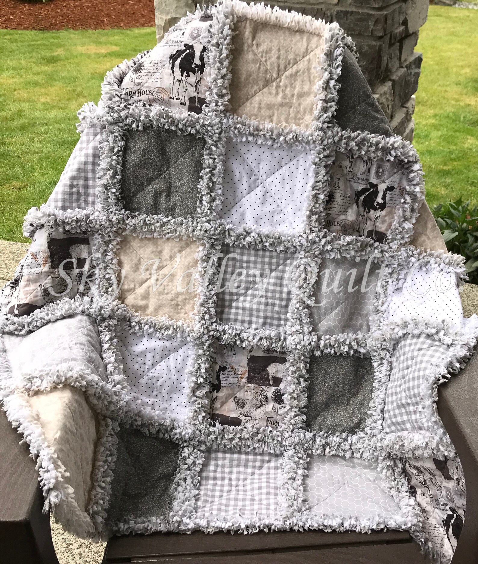 Pre CUT Rag Quilt KIT Farm House Chic Neutral Pallet Cream | Etsy