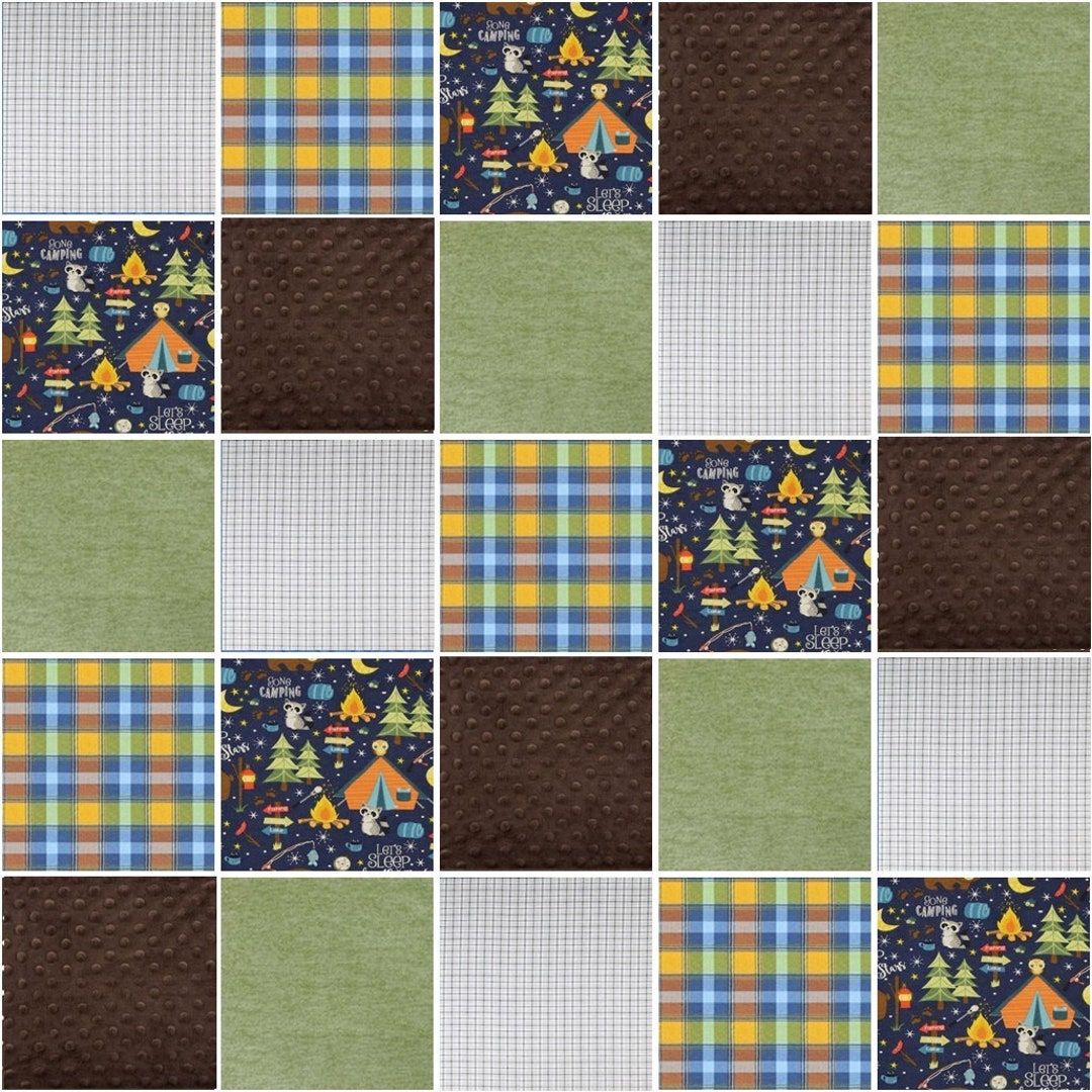 Pre Cut Rag Quilt KIT Woodland Animals Camping, Navy Gray and Brown - Etsy