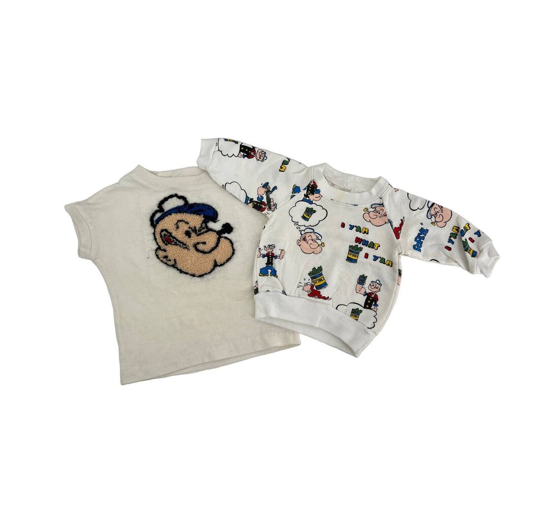 Vintage 80s Popeye the Sailor Man T Shirt and Sweatshirt Kids Boy Girl ...