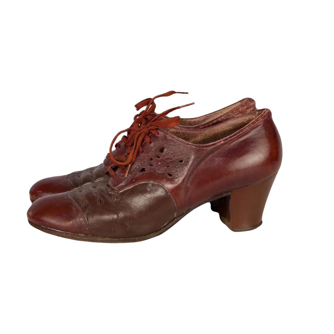 Vintage 1930s Oxblood Red Shoes Heels Leather Oxfords - Etsy