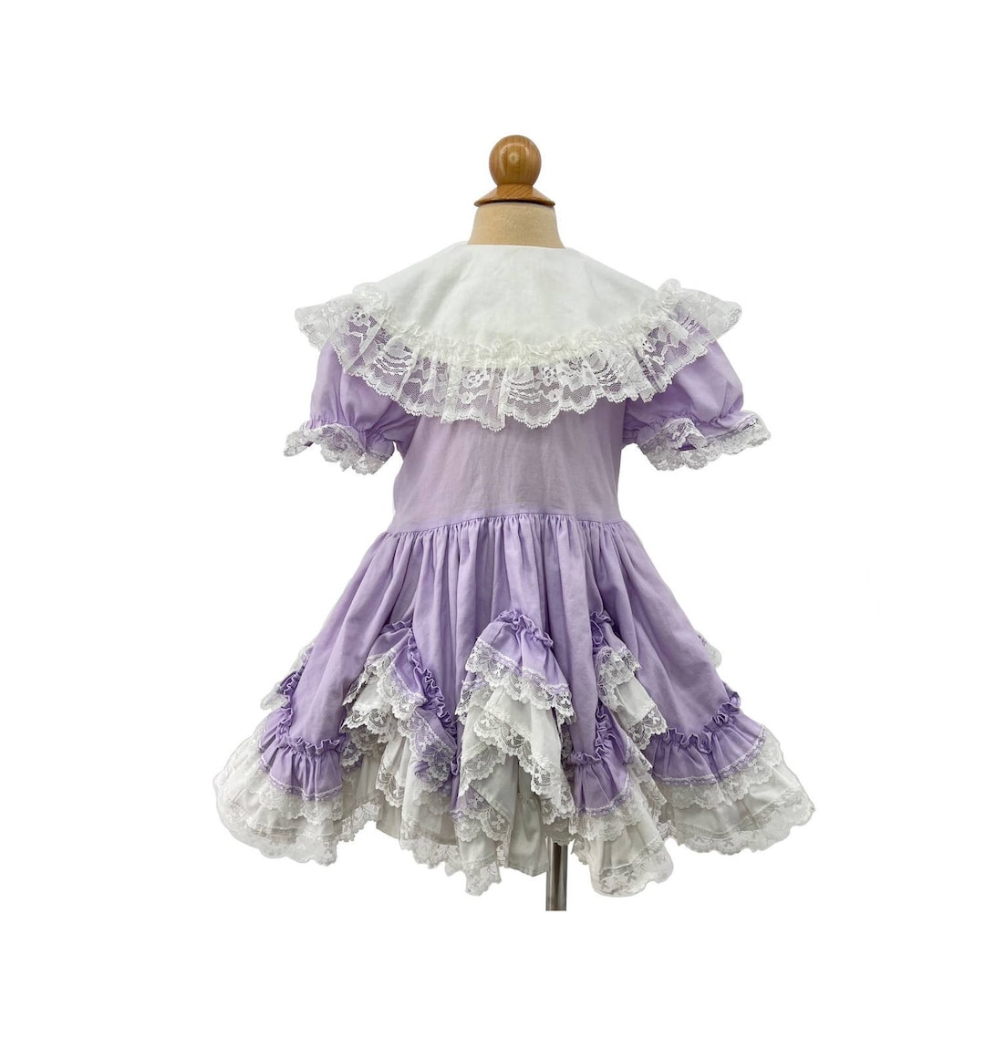 Vintage 80s Lidl Dollys Girls Dress Full Circle Ruffle Lace Party ...