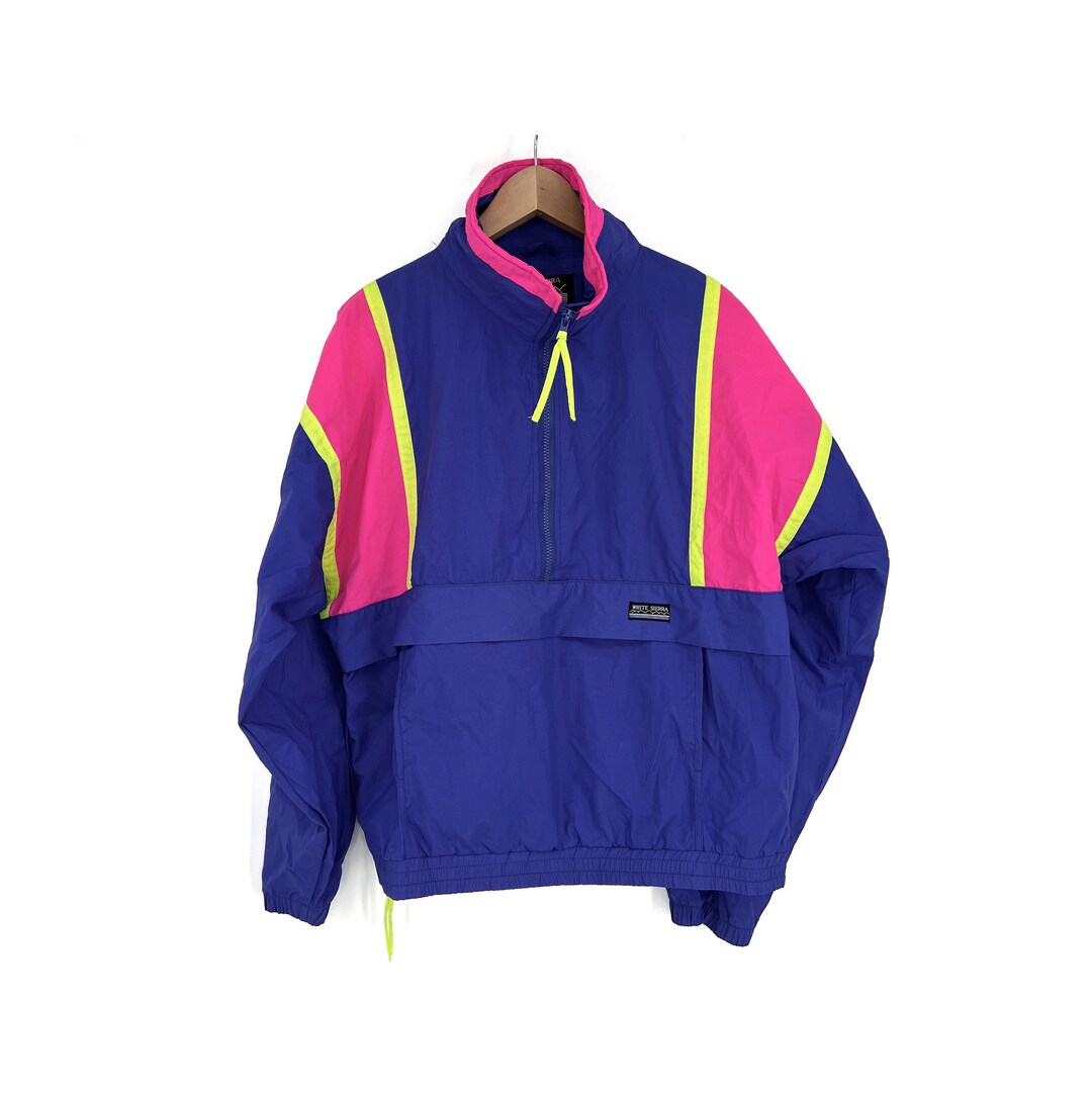Vintage 90s Windbreaker Jacket Neon Colorblock - Etsy