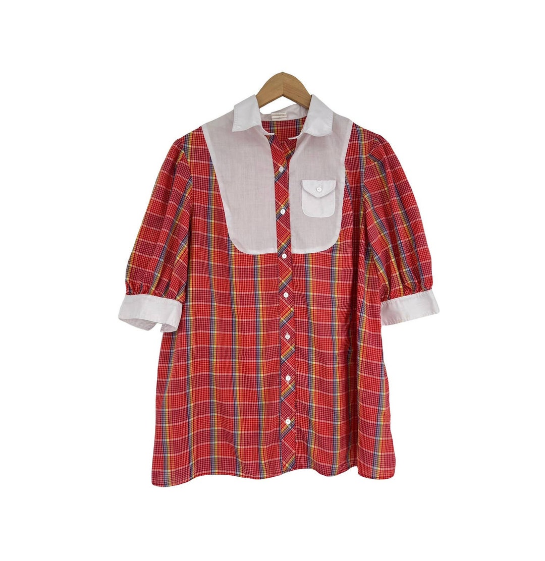 Vintage 80s Maternity Top Blouse Shirt Plaid 1980s - Etsy