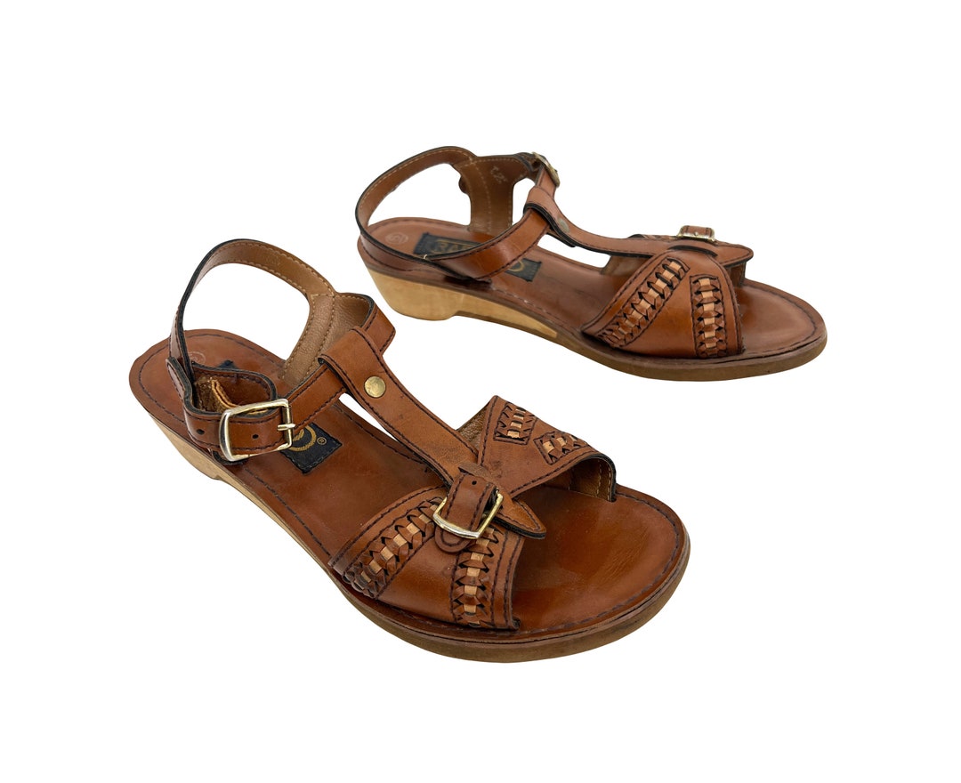 Vintage 1970s Sandals Rapallo Shoes T Strap - Etsy
