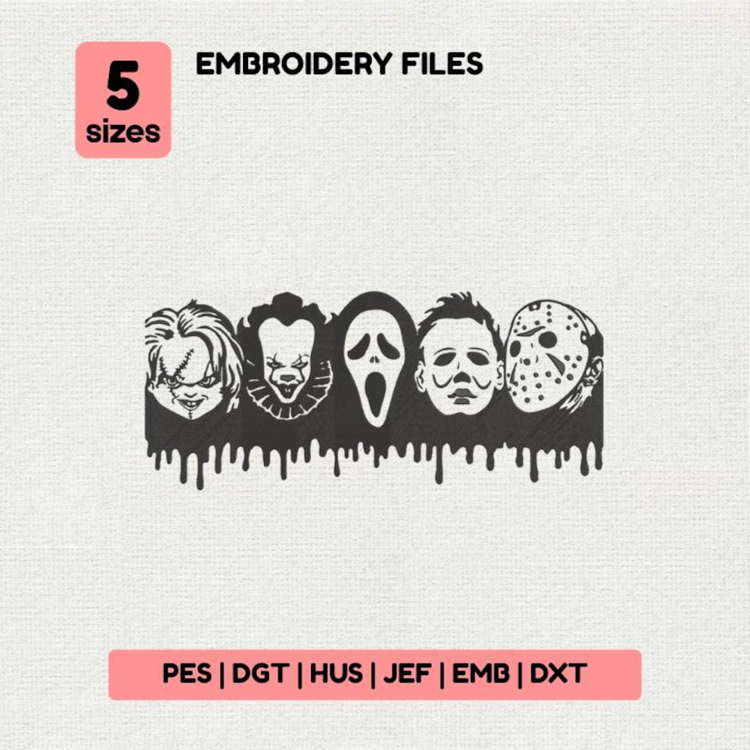 Horror Monster Heads Embroidery Files - Halloween Drip Silhouette ...