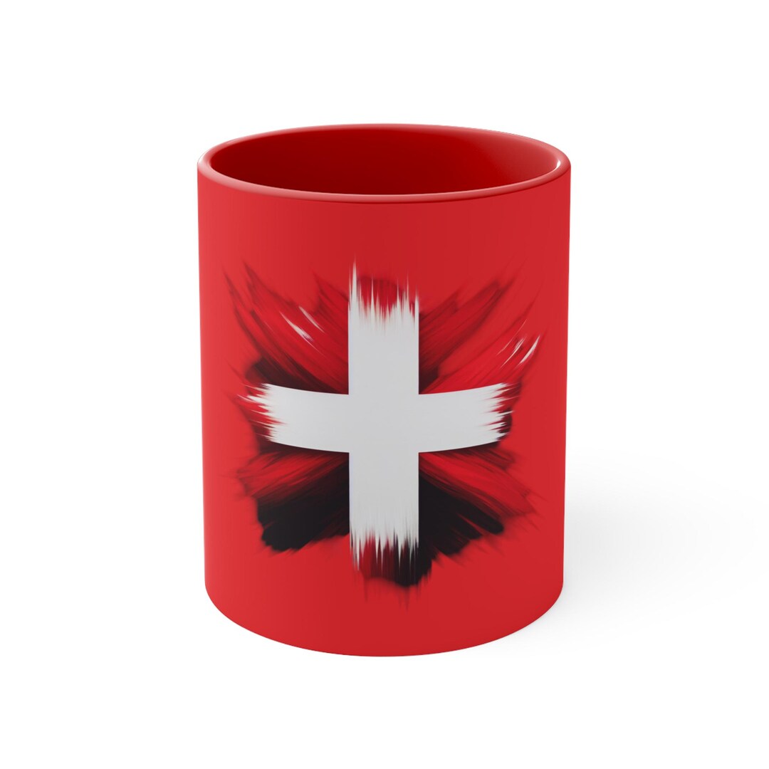 Swiss Flag Accent Mug, Swiss Cross Coffee Cup, Cool Switzerland ...