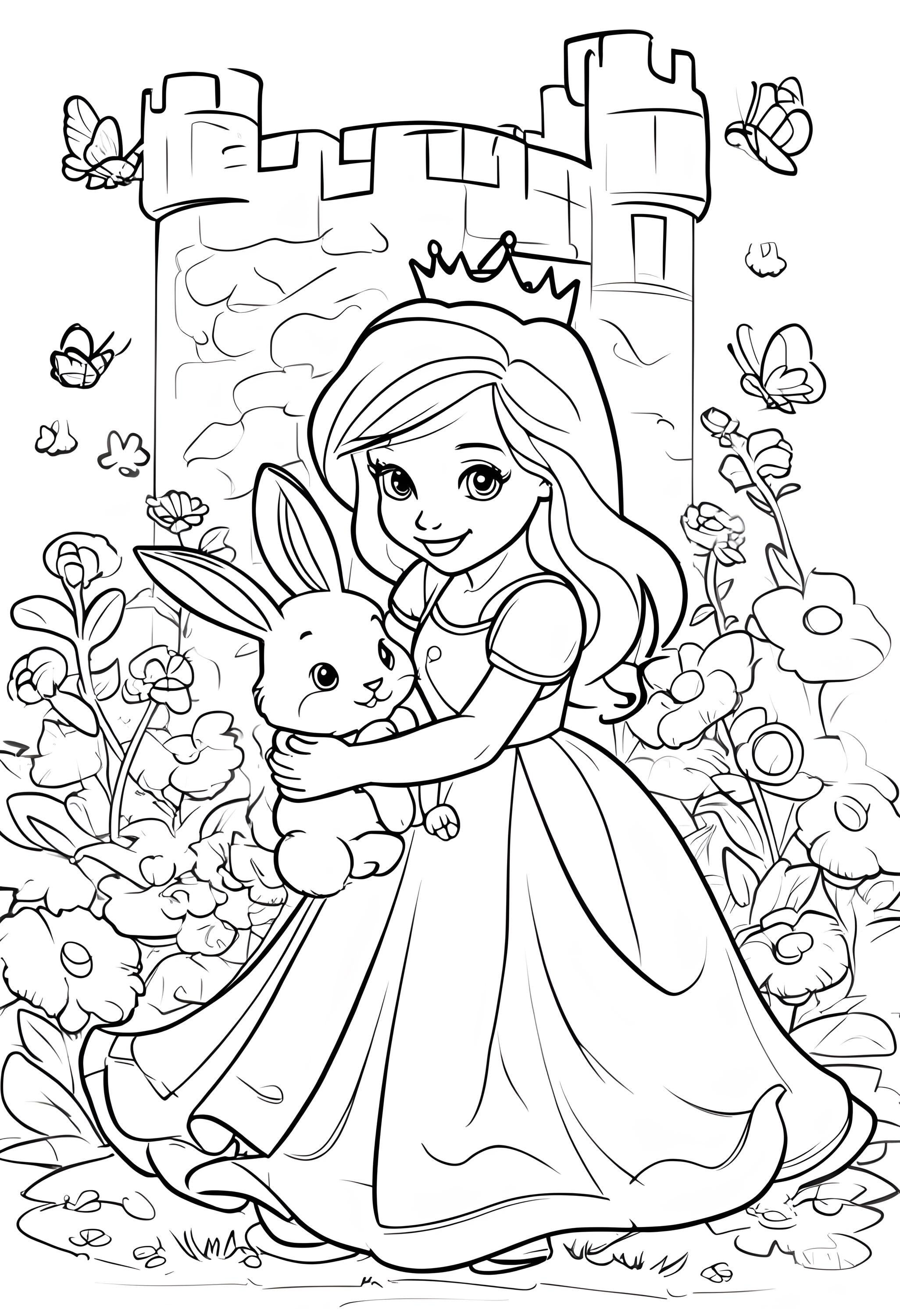 Princess Coloring Pages – 5 Printable Princess Illustrations | Digital ...