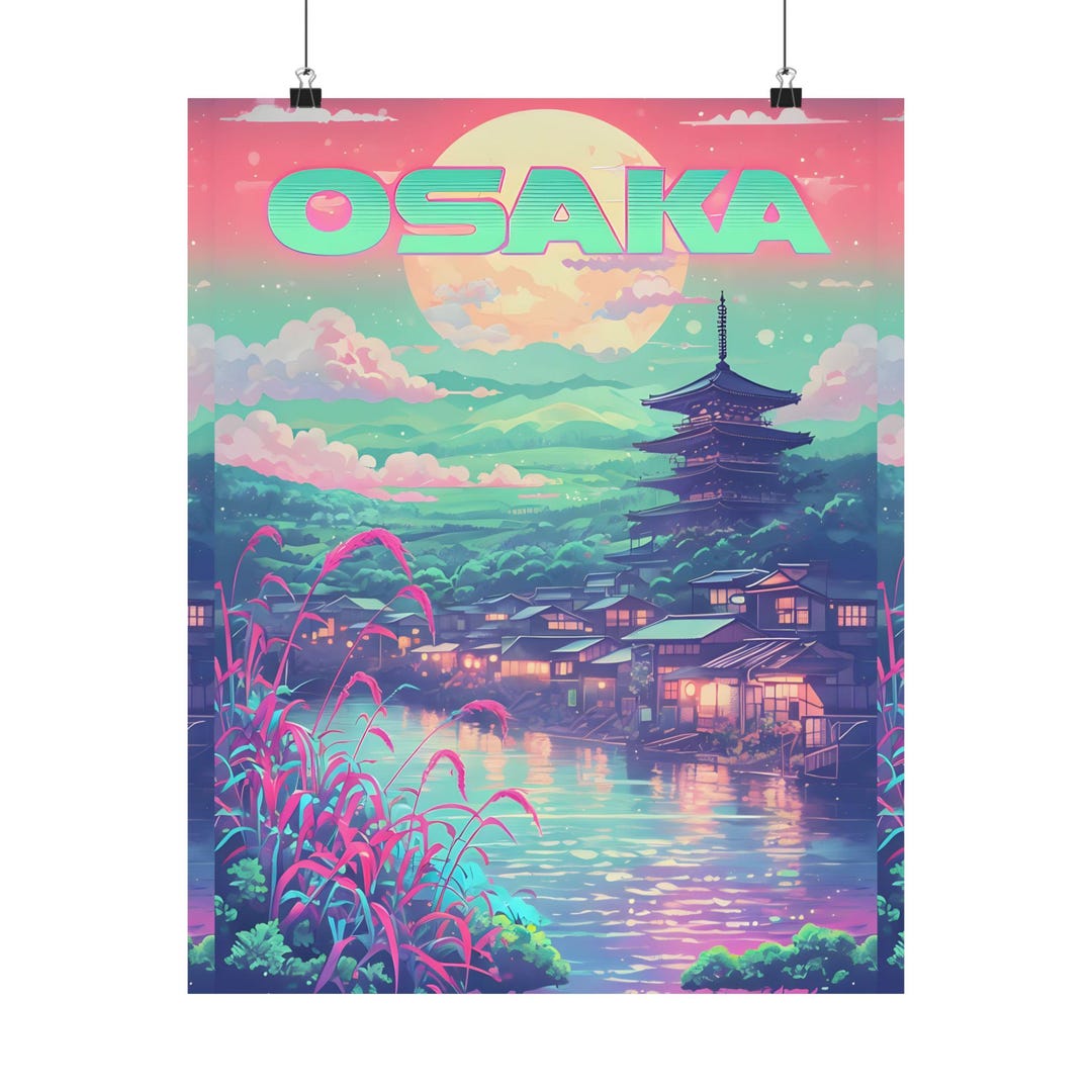 Osaka Cityscape Poster, Vibrant Wall Art, Japanese Decor, Retro ...