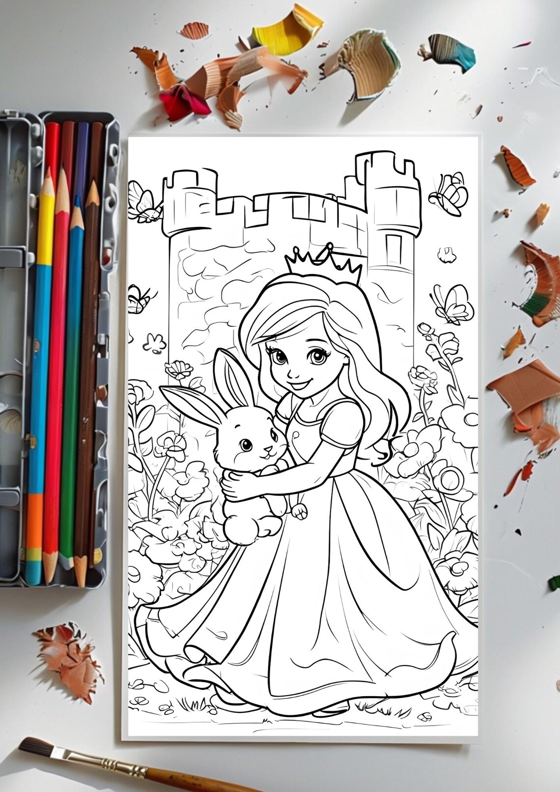 Princess Coloring Pages – 5 Printable Princess Illustrations | Digital ...
