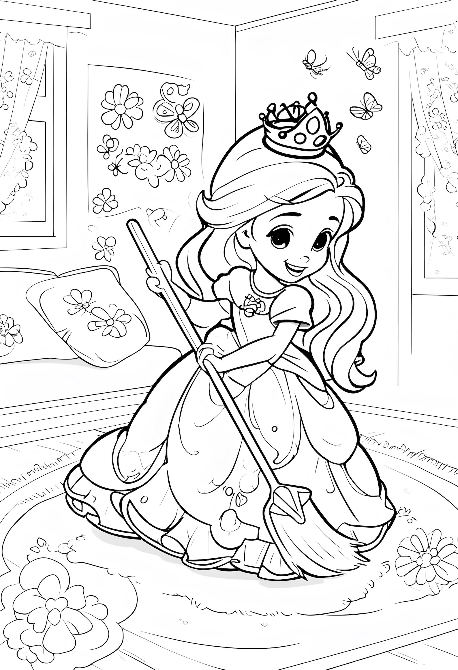 Princess Coloring Pages – 5 Printable Princess Illustrations | Digital ...