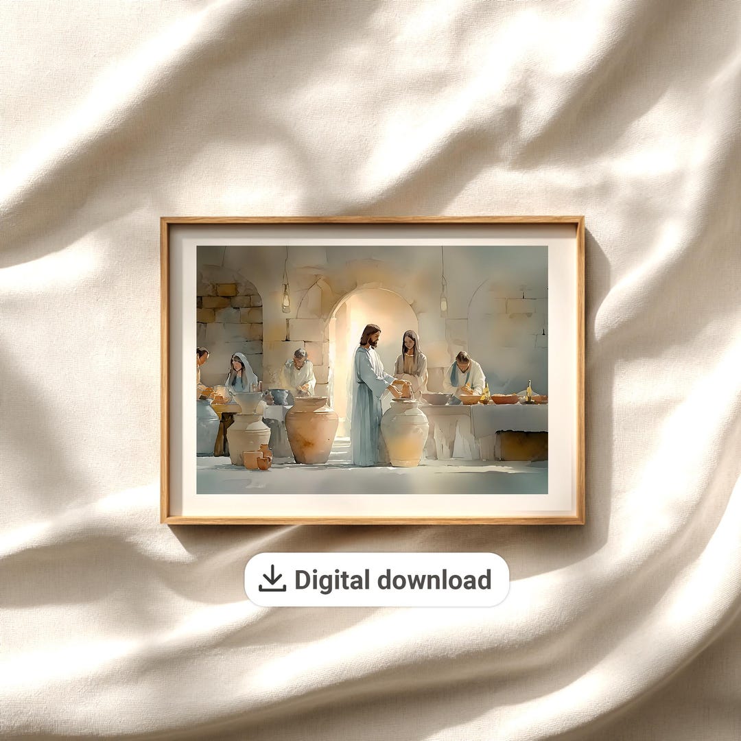 Jesus Miracle at the Wedding at Cana Print — Virgin Mary Art, Biblical ...