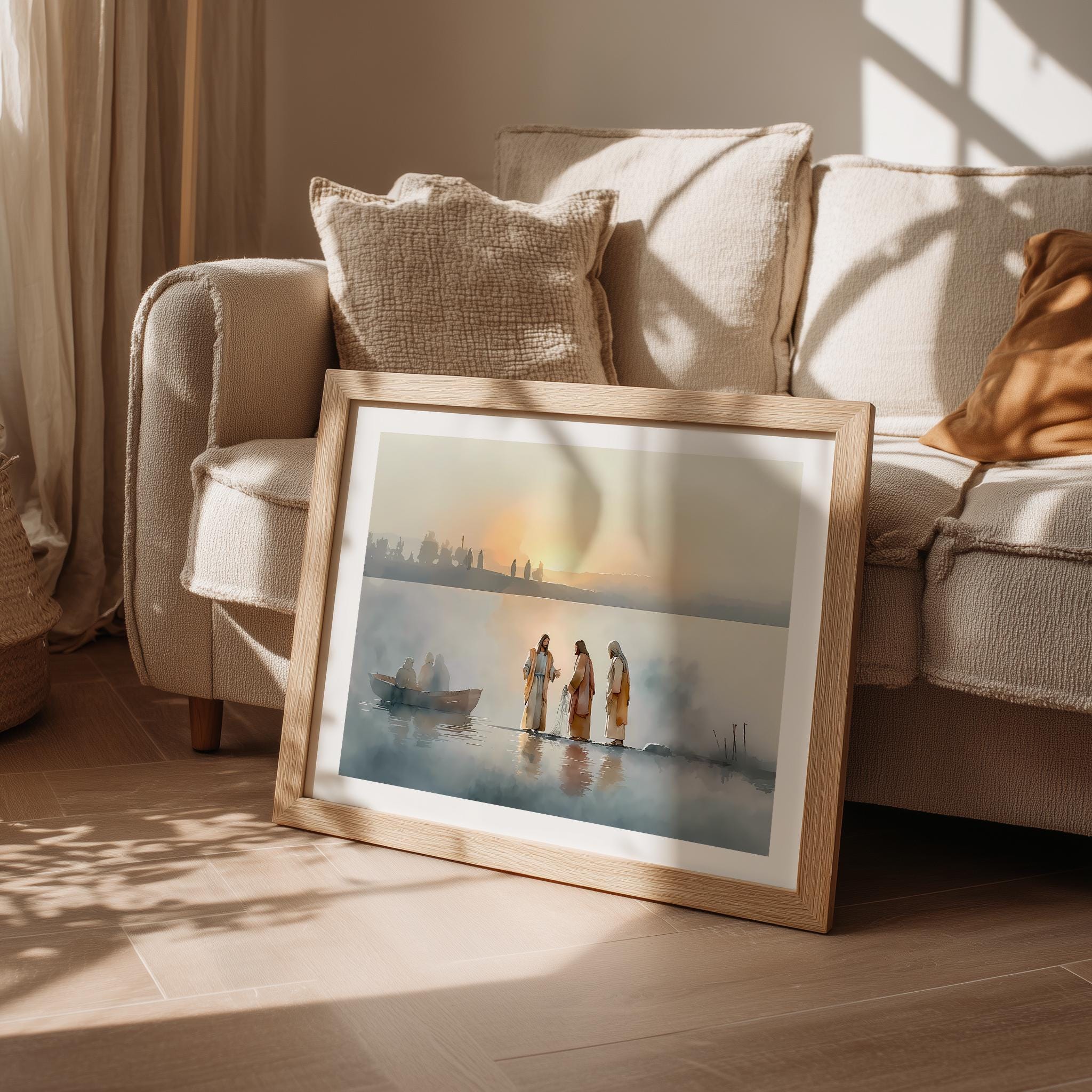 Jesus Calls Fishermen Art Print, Christian Wall Art, Religious Home ...
