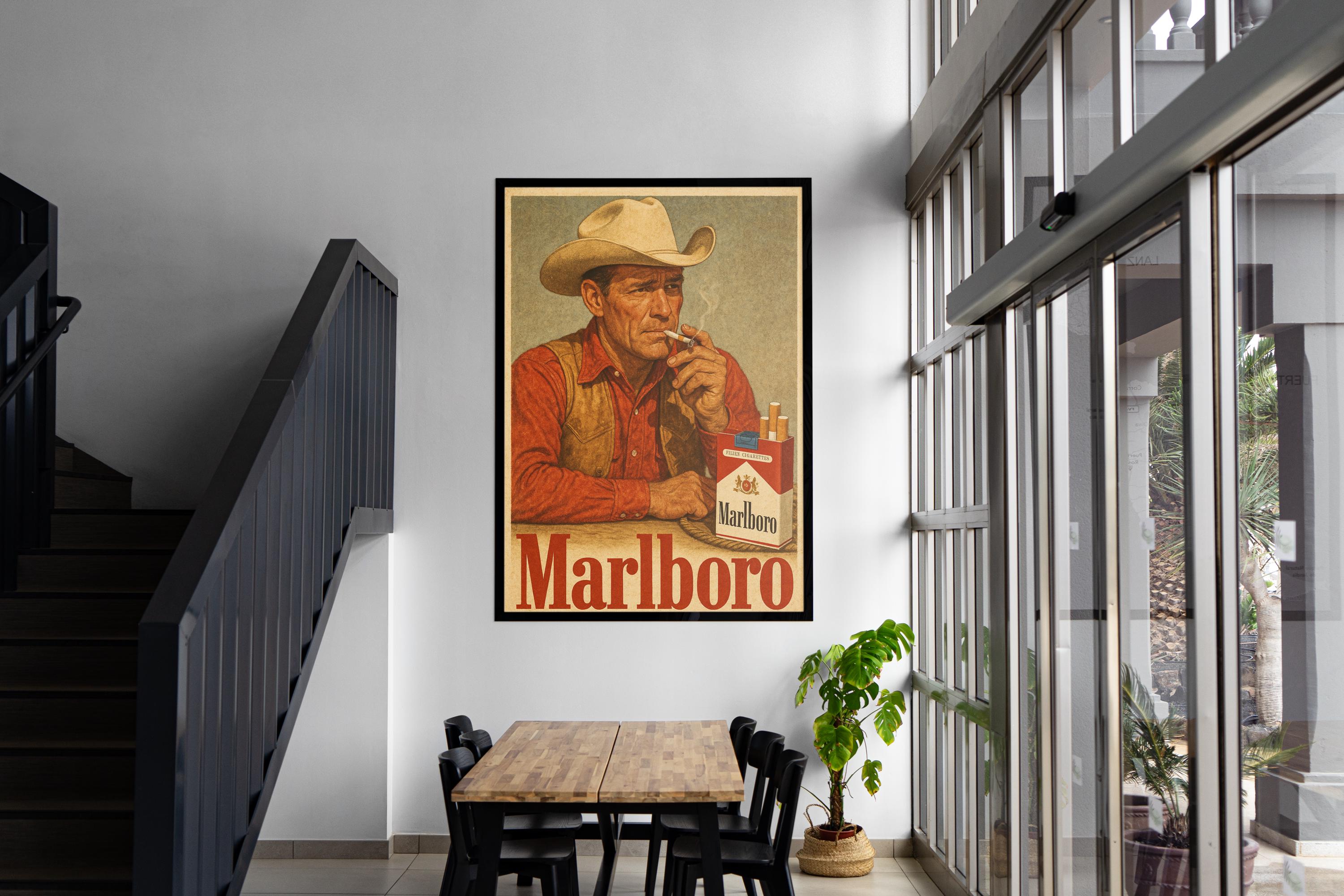 Vintage Cigarette Western Poster Print, Retro Marlboro Print, Tobacco ...