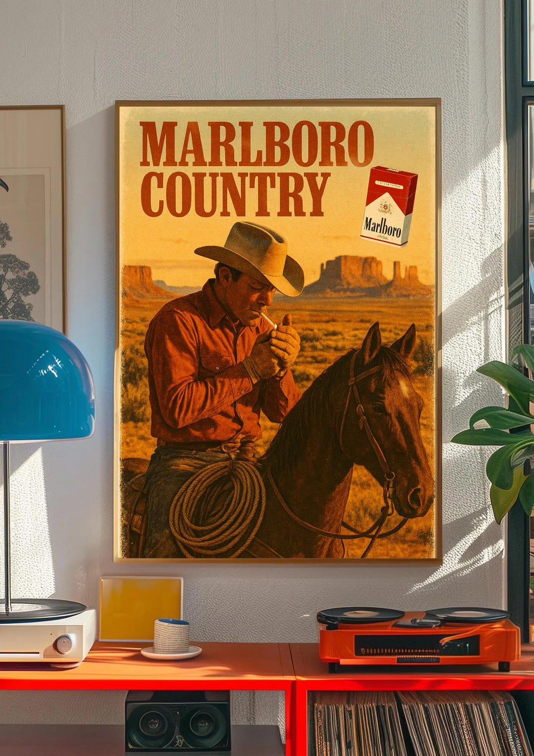 Vintage Cigarette Western Poster Print, Retro Marlboro Print, Tobacco ...