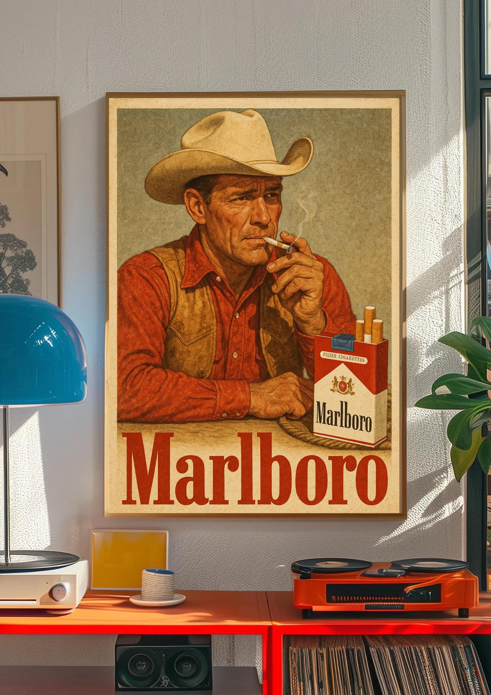 Vintage Cigarette Western Poster Print, Retro Marlboro Print, Tobacco ...