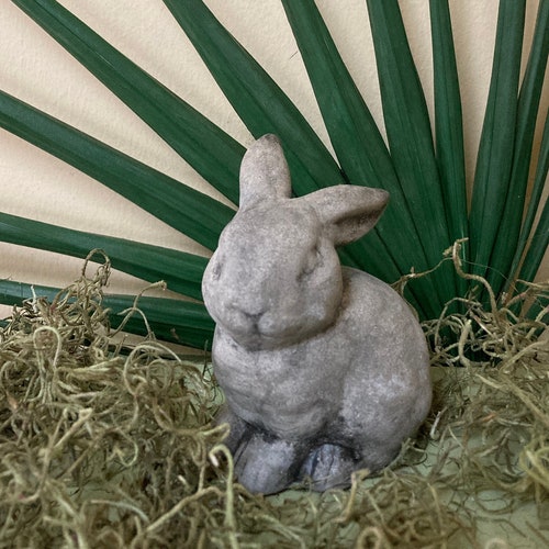 Pair of Bunny Garden Statues Handmade Concrete Rabbit - Etsy
