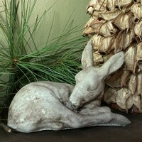 Exquisite Concrete Garden Fawn Deer Statue! Hand Cast and Hand Painted ...