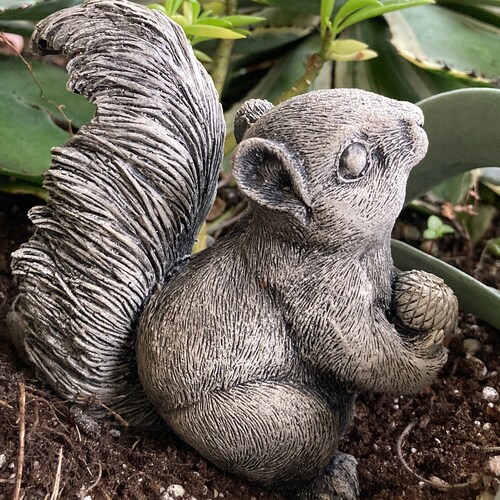 Squirrel Concrete Statue Concrete Garden Statues Cement - Etsy