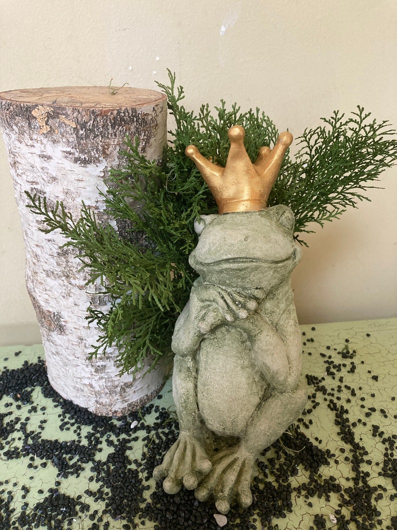 Concrete Frog Prince King Garden Statue Crown Toad - Etsy