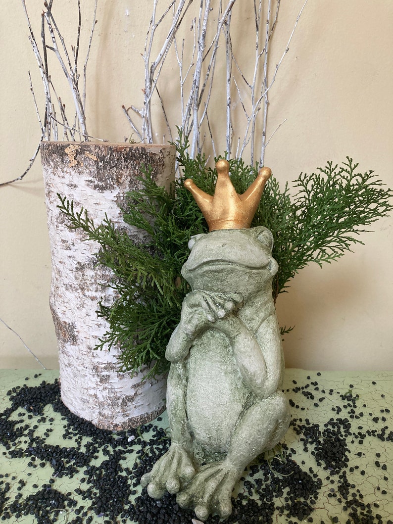 Concrete Frog Prince King Garden Statue Crown Toad - Etsy