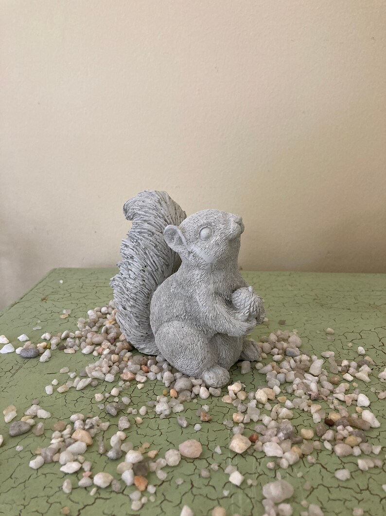Concrete Cement Squirrel Acorn Garden Statue | Woodland Planter Pot ...