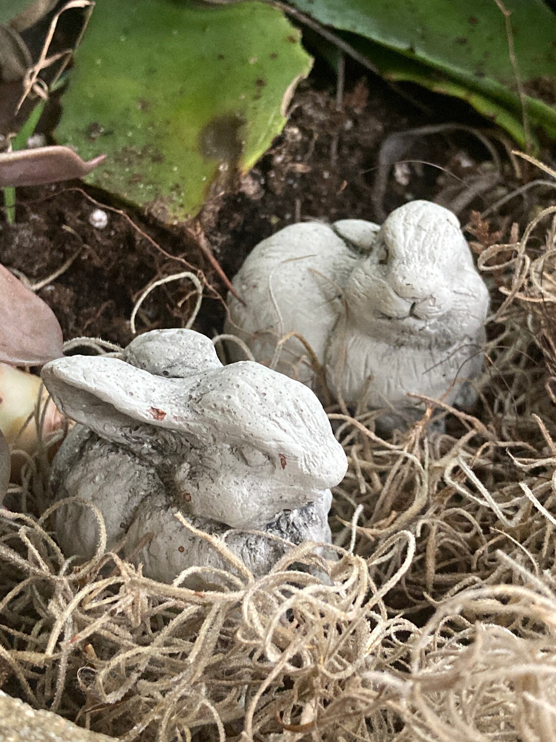 Pair of Bunny Garden Statues Handmade Concrete Rabbit | Etsy