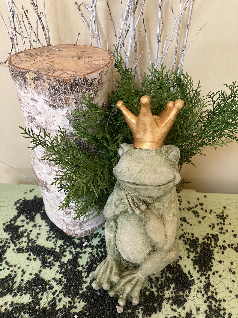 Concrete Frog Prince King Garden Statue Crown Toad - Etsy