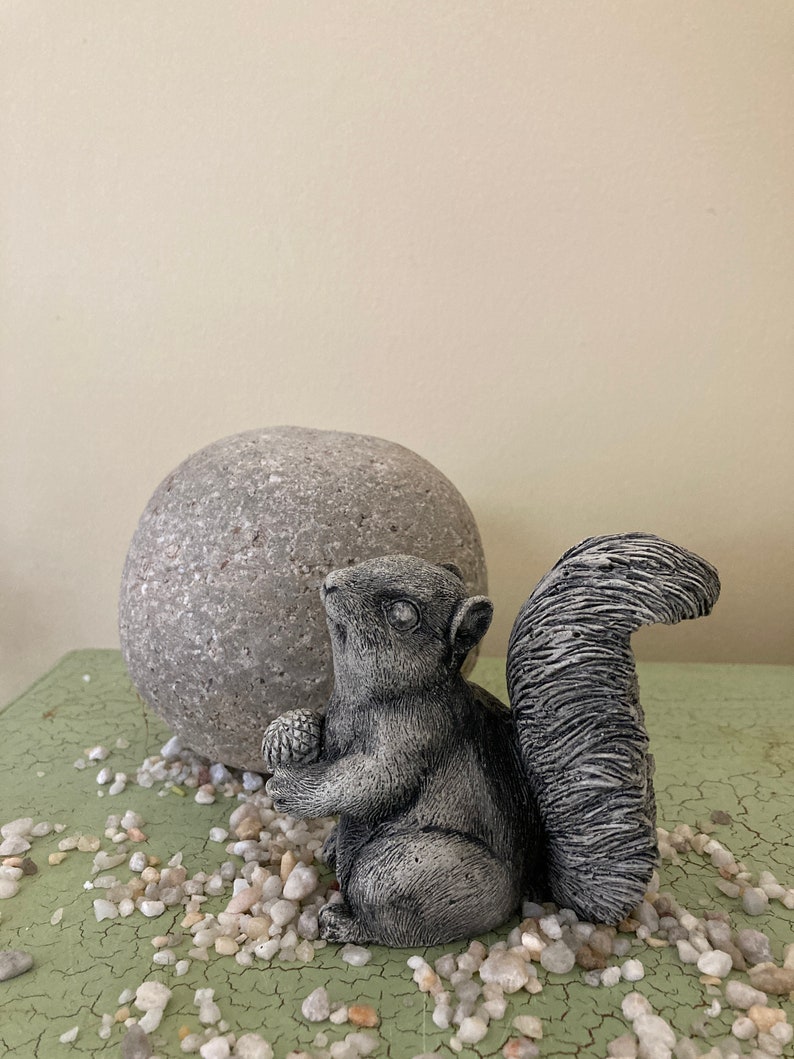 Concrete Cement Squirrel Acorn Garden Statue | Woodland Planter Pot ...