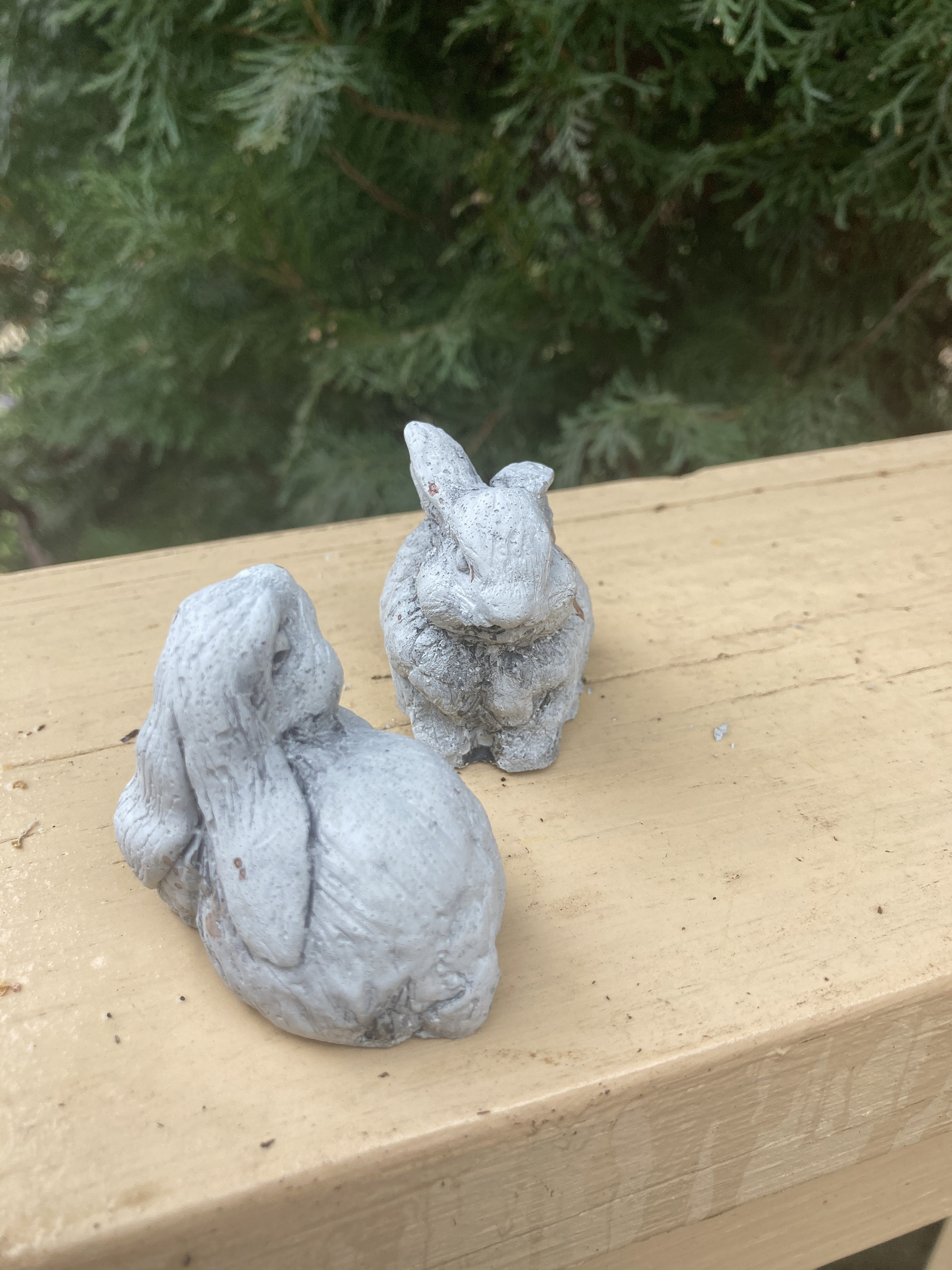 Pair of Bunny Garden Statues | Handmade Concrete Rabbit | Fairy Garden ...