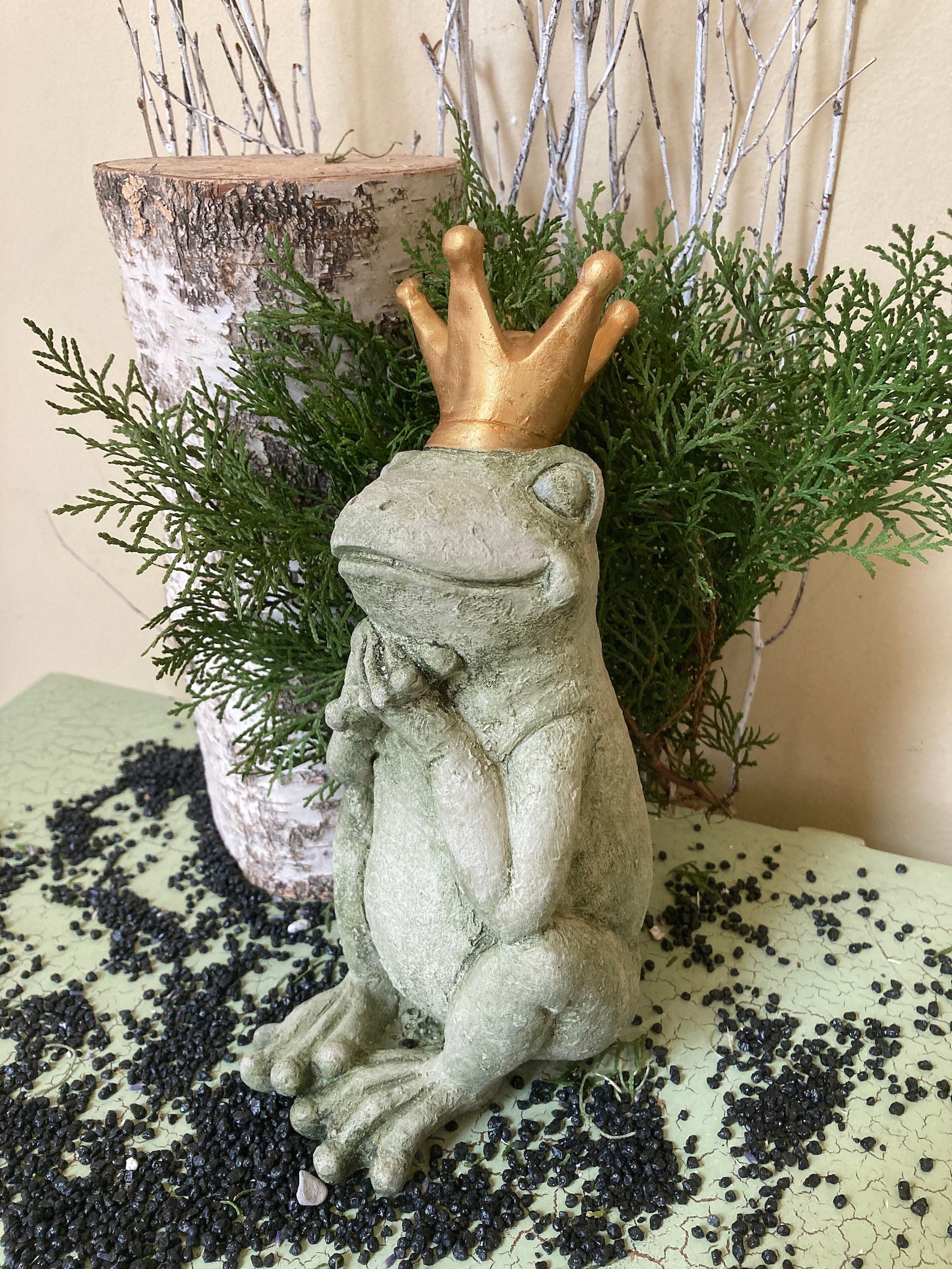Concrete Frog Prince King Garden Statue Crown Toad - Etsy