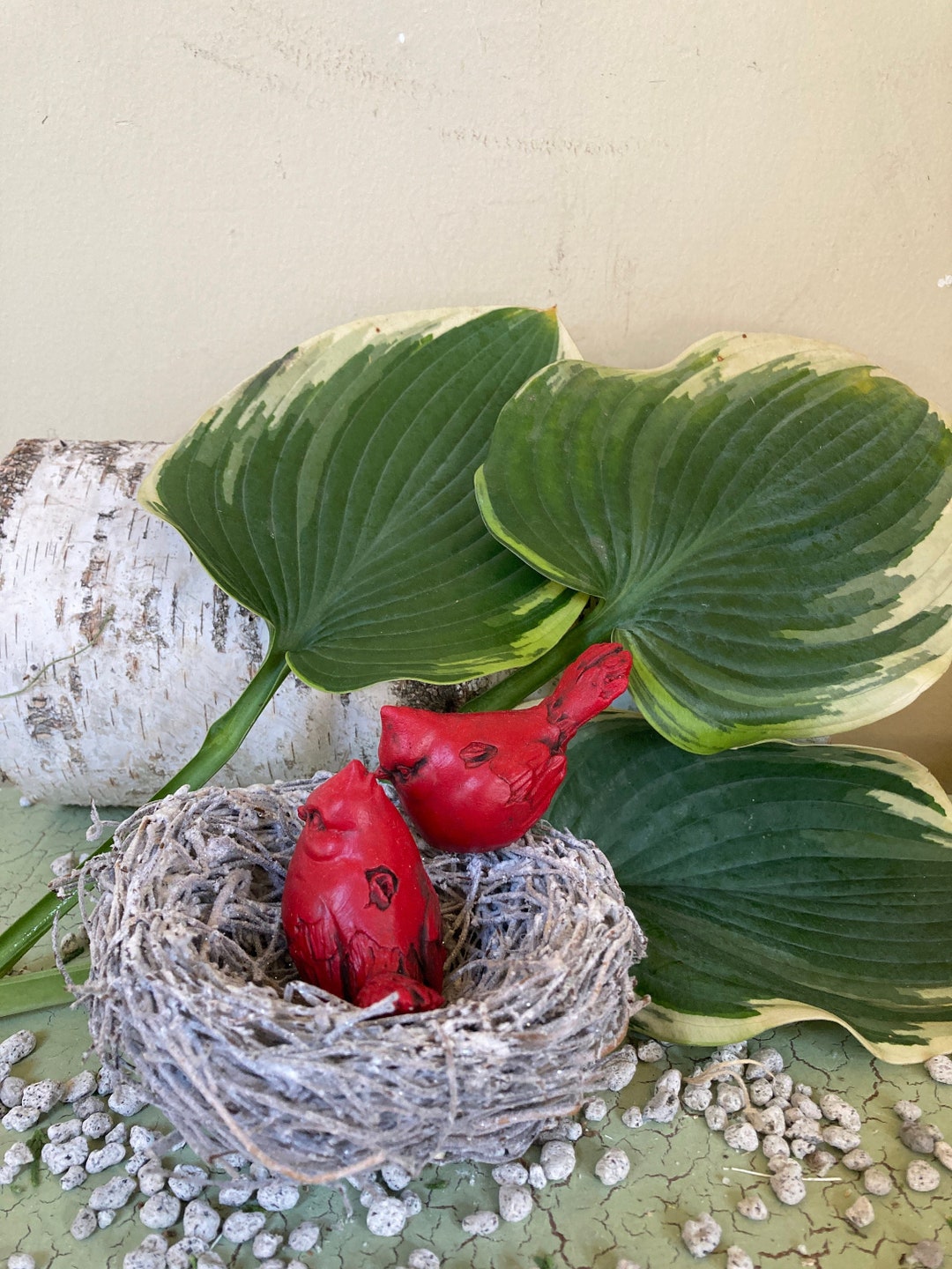 Concrete Cardinal Bird Pair With Nest | Christmas Cardinals | Snow ...