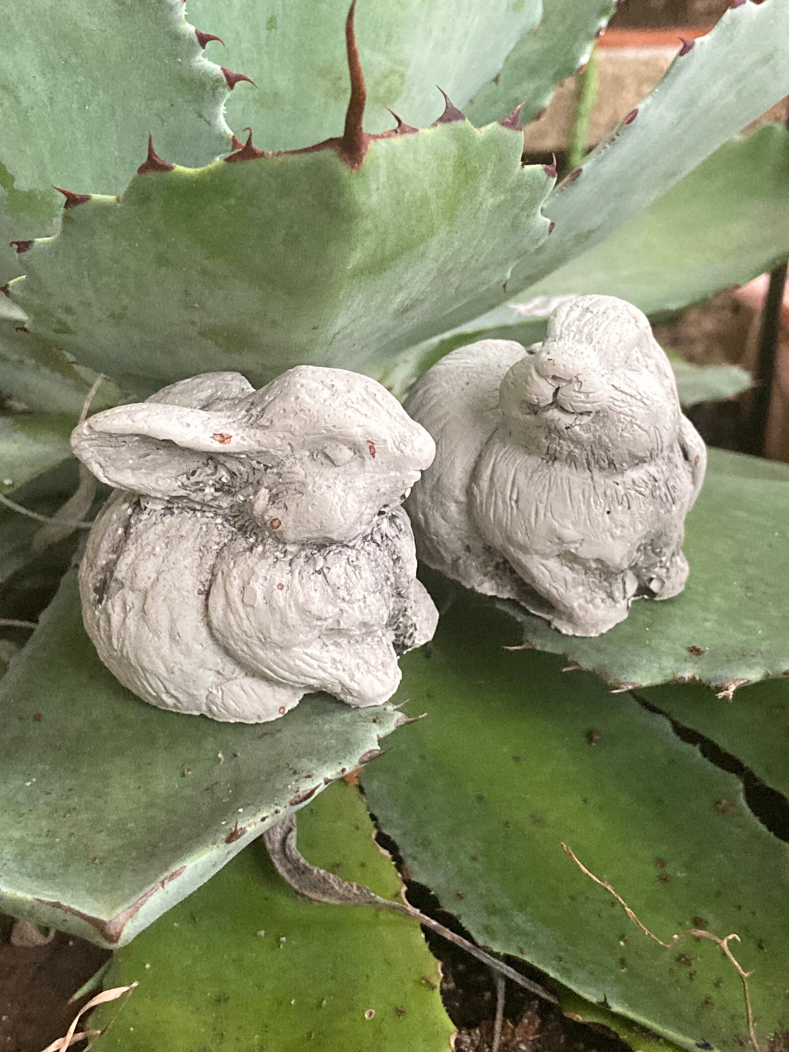 Pair of Bunny Garden Statues Handmade Concrete Rabbit | Etsy