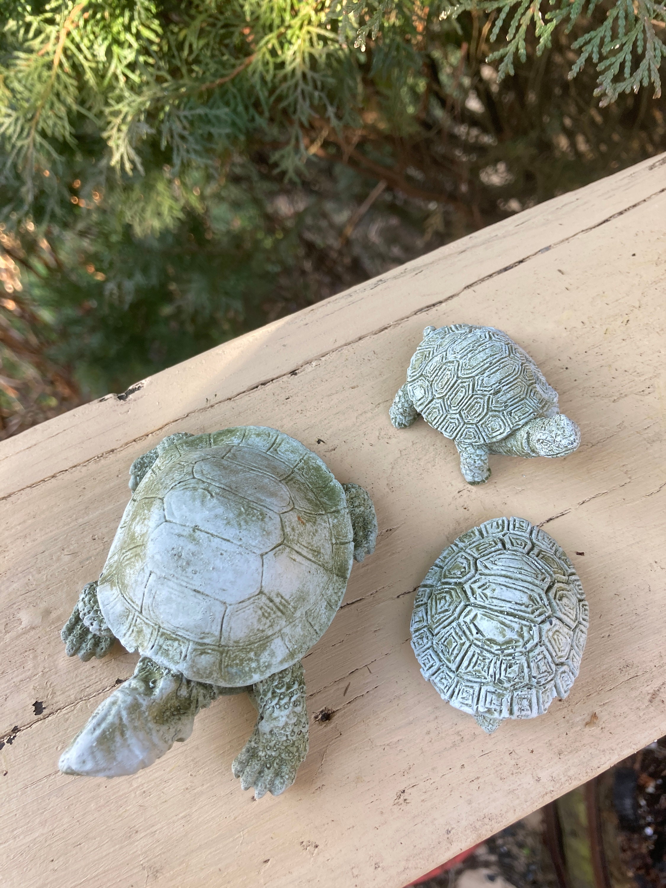 Handmade Concrete Turtle Family Set of 3 Fairy Garden Planter | Etsy
