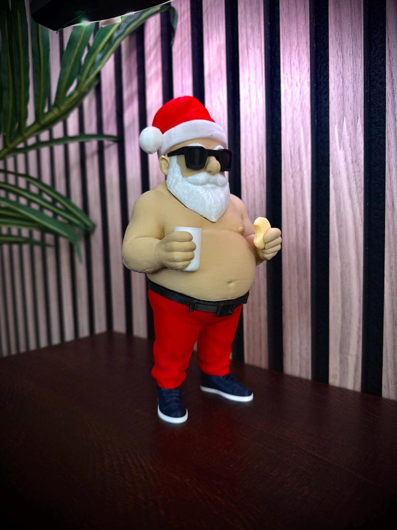 Shirtless, Fat Santa With Milk and Cookie, Fun 3D Printed Christmas ...