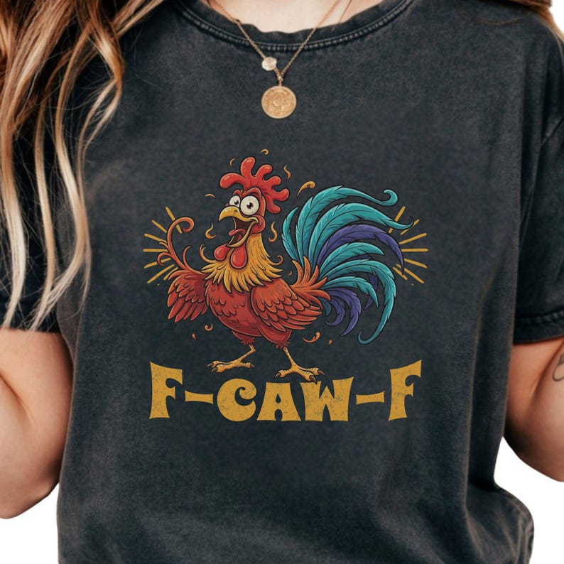 F-CAW-F Chicken Meme Hoodie Funny Rooster Cartoon Farm Humor Gift ...