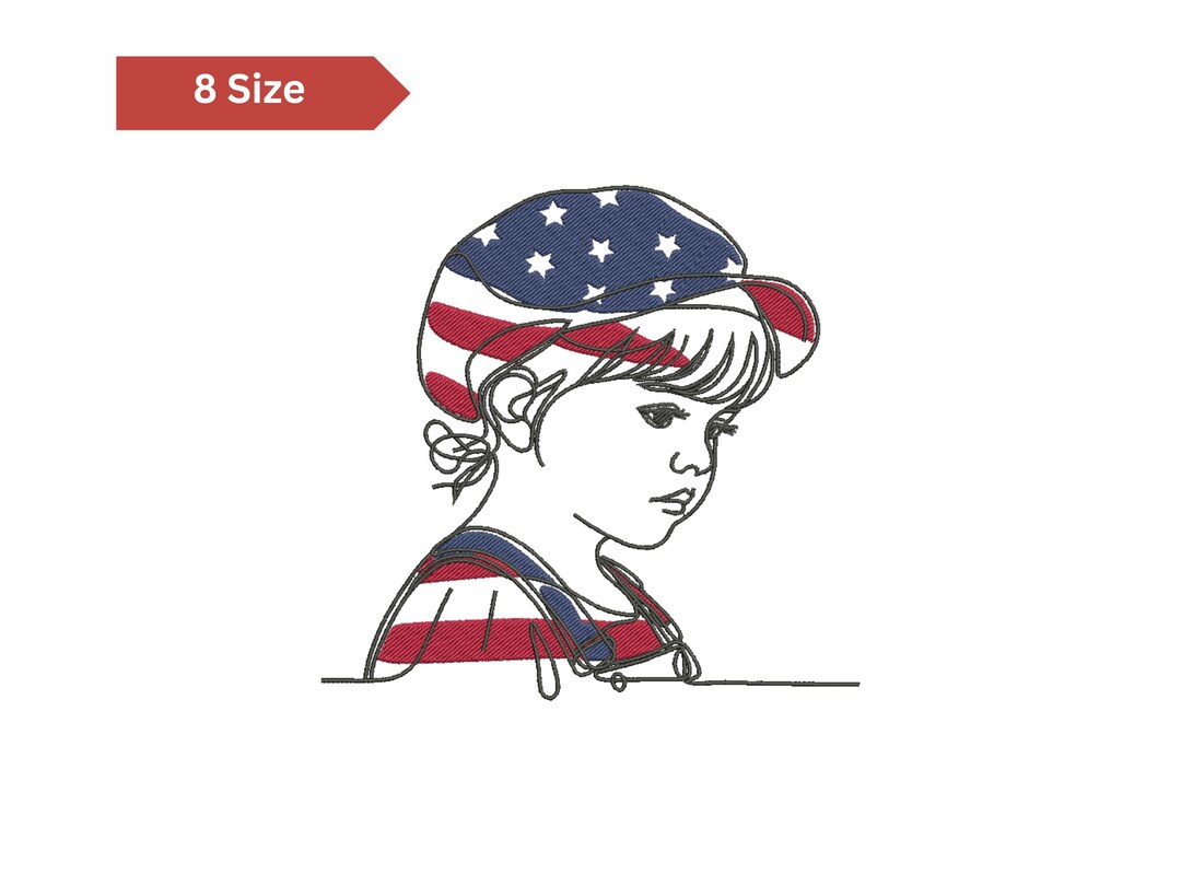Patriotic Boy Machine Embroidery Design: Americana Art (digital ...
