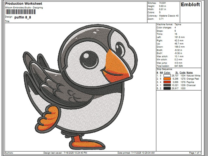 Puffin Embroidery Design, Animal Art (digital Download - Etsy