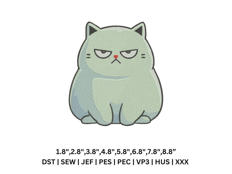 Grumpy Cat Machine Embroidery Design: Cartoon Animal Art (digital ...