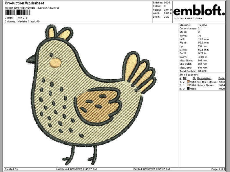 Chicken Machine Embroidery Design, Cartoon Animal Art (digital Download ...