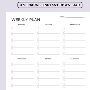 Weekly To-do List Printable, Weekly Task List Template, Minimalist ...