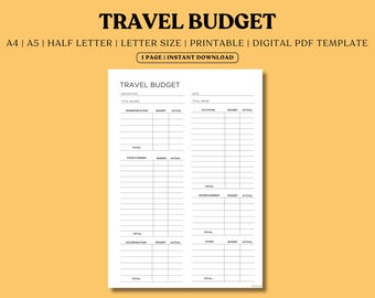 Travel Expense Tracker Printable | Vacation Budget Planner | Trip Cost ...