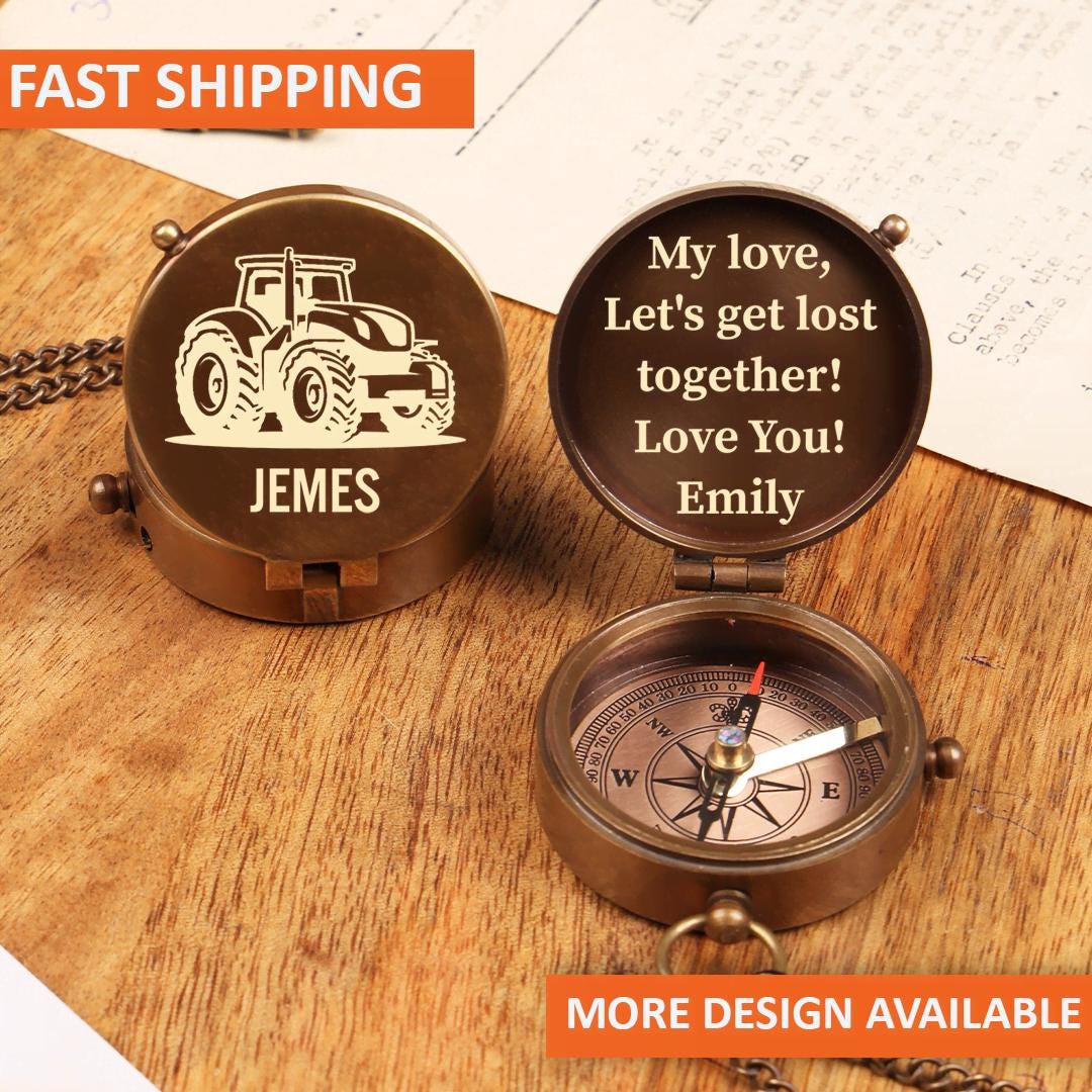 Custom Engraved Working Brass Compass Gift for Son, Personalized ...