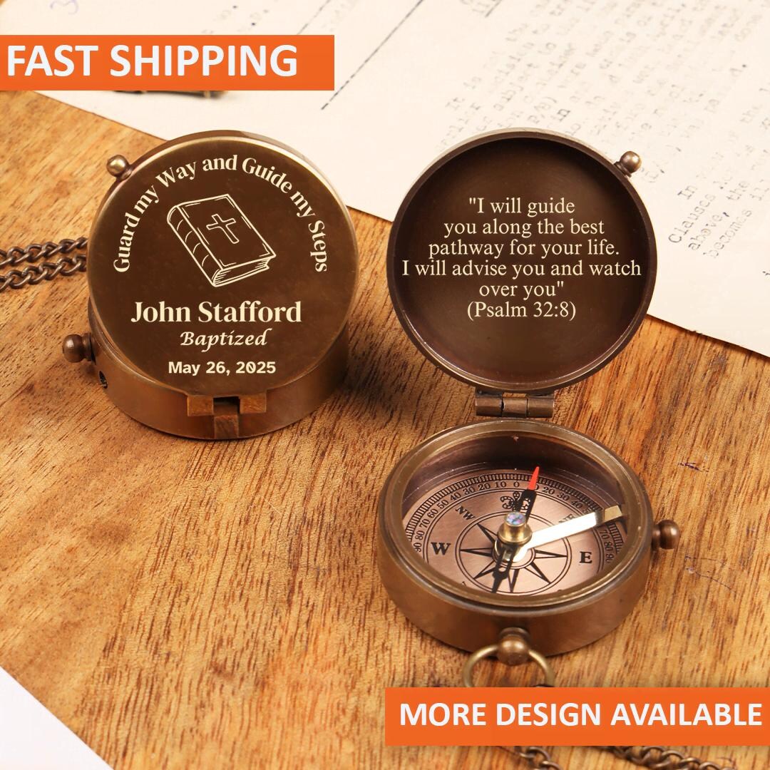 Baptism Compass, First Holy Communion Compass, Engraved Compass for ...