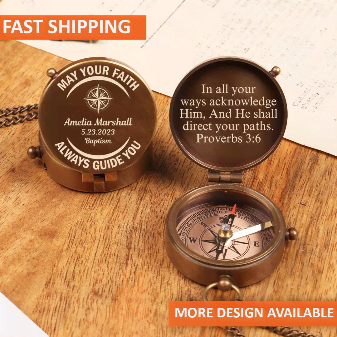 First Holy Communion Compass, Engraved Compass for Baptized ...