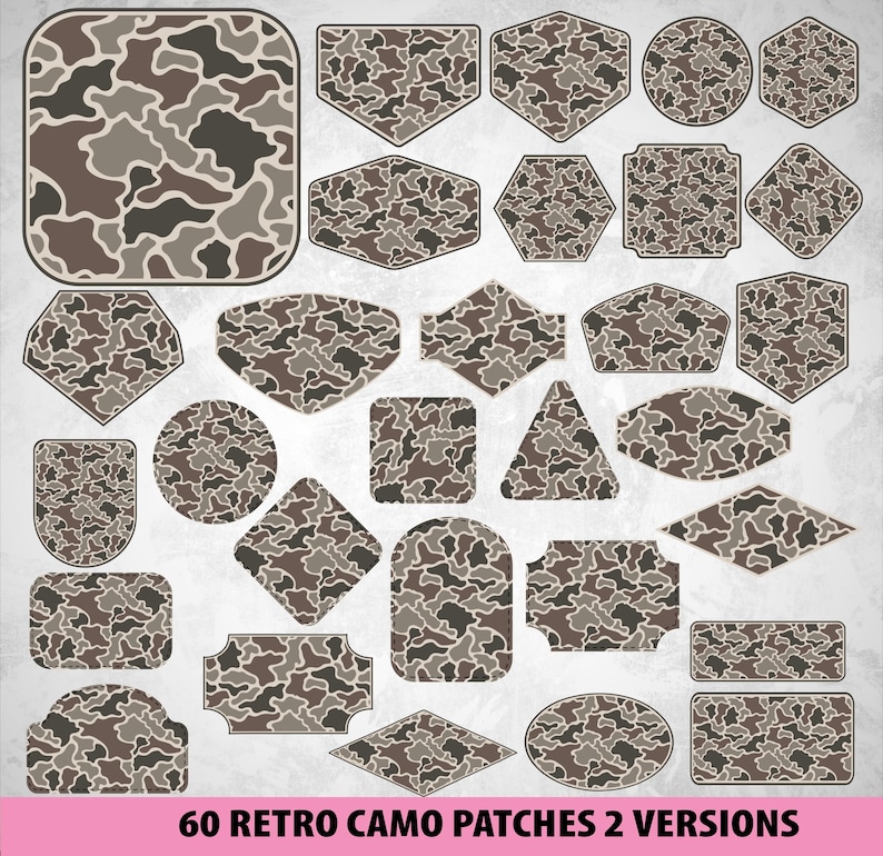 Duck Camo Patch PNG Bundle, 60 Vintage Camo Patches, Camouflage Frames ...