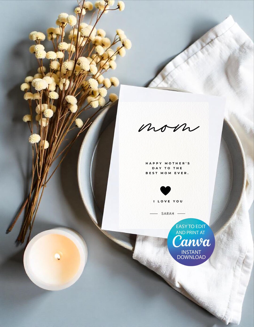 Happy Mother's Day Printable Card, Digital Mothers Day Card, Greeting ...