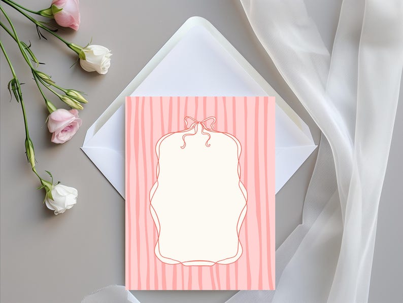 Wavy Striped Frame PNG Bundle, Hand-drawn Borders, Coquette Bow Ribbon ...