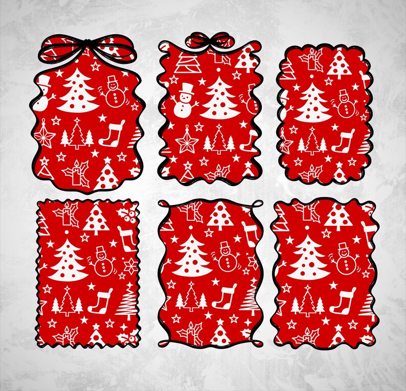 Christmas Border Bundle PNG, Festive Holiday Frames, Scalloped ...