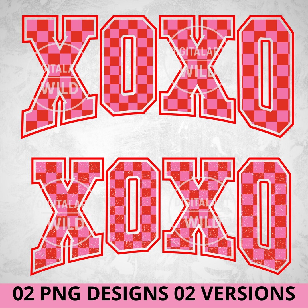 XOXO Checkered Varsity Valentine Png, XO Pink Red Checkered Design ...